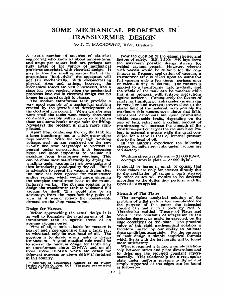 Mechanical Design of Power Transformers | PDF | Stress (Mechanics ...