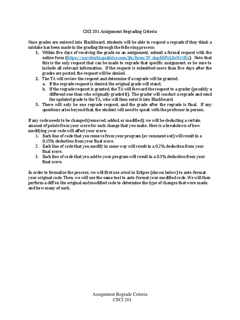 Assignment Re Grade Criteria | PDF | Computers