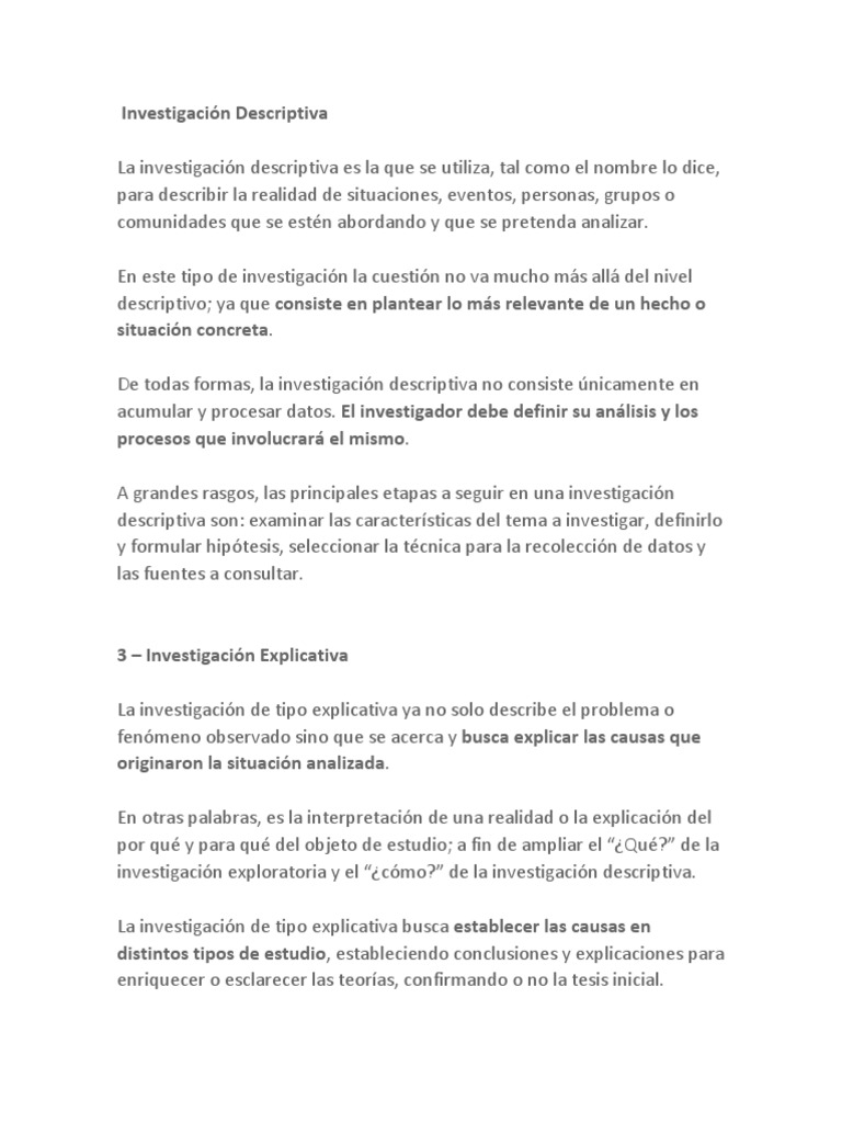 Investigación Descriptiva | PDF | Hipótesis | Teoría