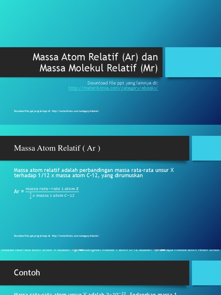 Massa Atom Relatif Dan Massa Molekul Relatif | PDF