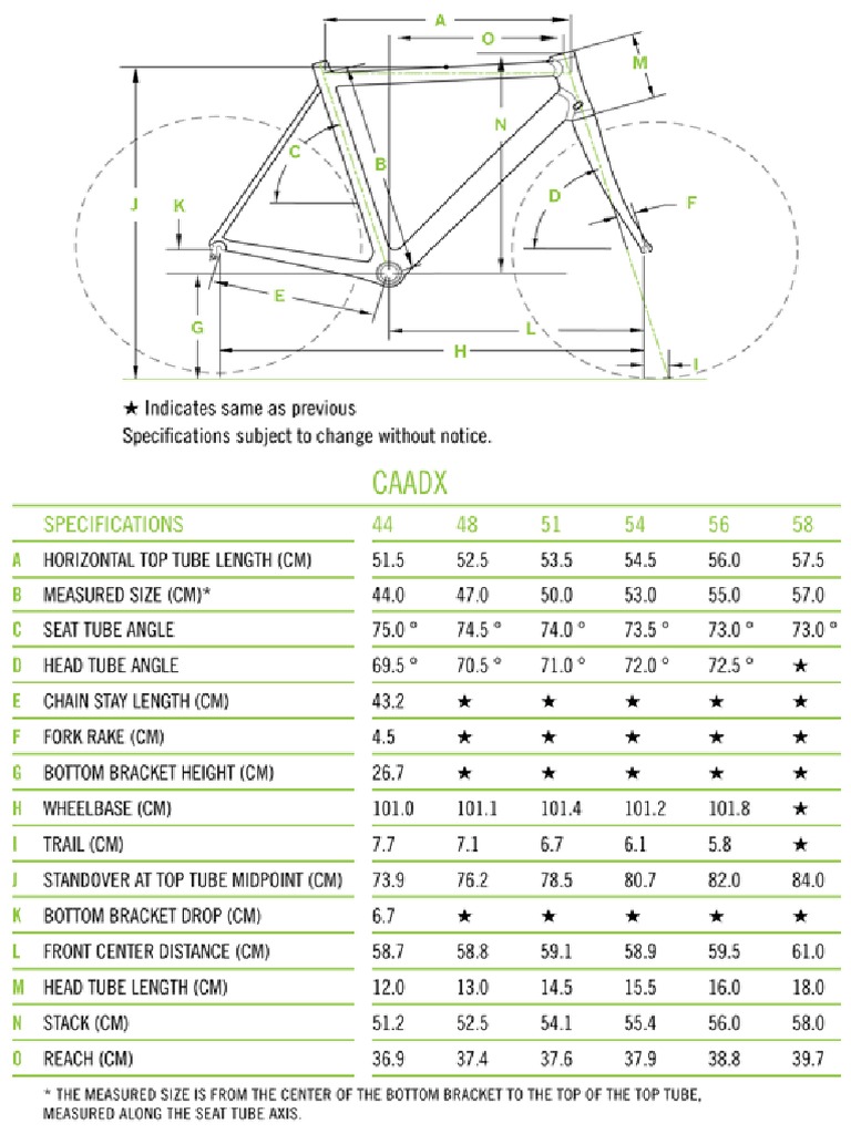 Cannondale 2016 CaadX Geometry | PDF