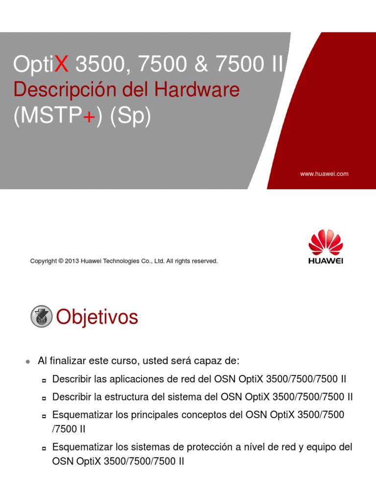 03 - OptiX OSN 3500, 7500 & 7500 2 (Packet) Hardware Description (SP) PDF | PDF | Estándares de ...