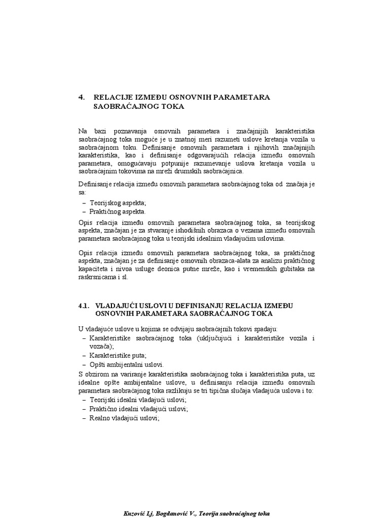 Relacije Između Osnovnih Parametara Saobraćajnog Toka PDF | PDF Relacije Između Osnovnih Parametara Saobraćajnog Toka PDF | PDF