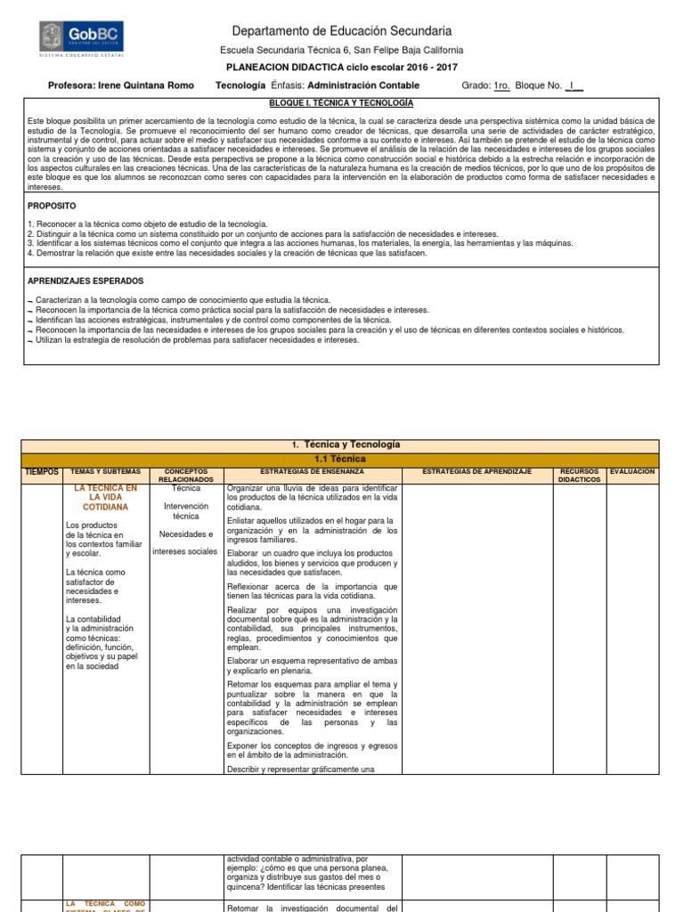 Educación Secundaria Planeacion | PDF | Educación Secundaria | Contabilidad