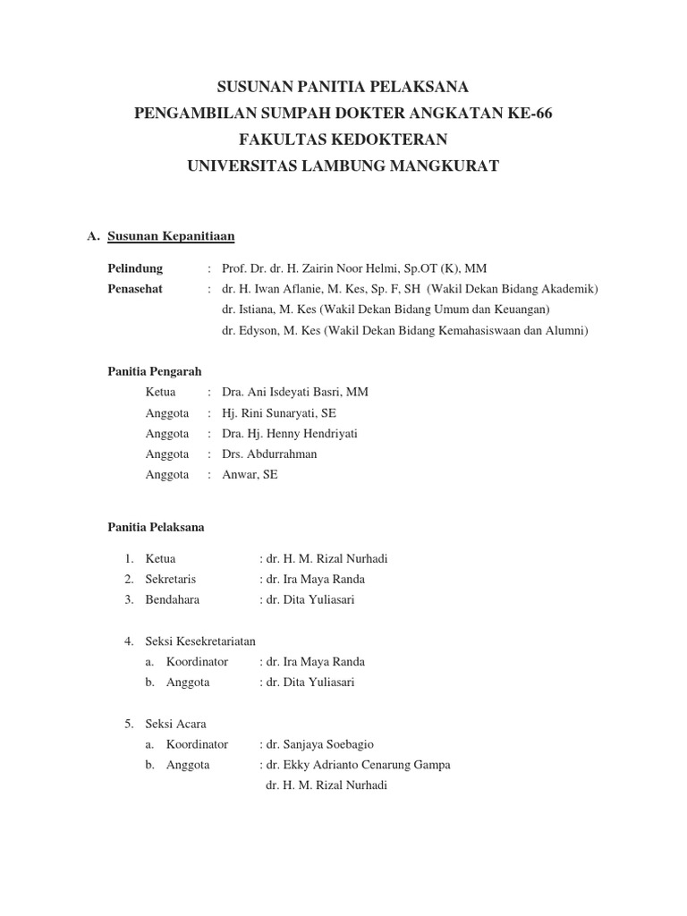 Susunan Panitia Pelaksana | PDF