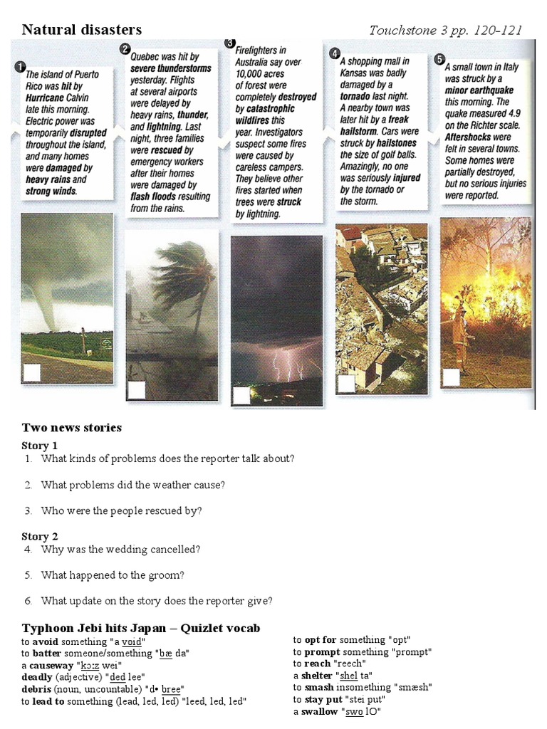 Natural Disasters Vocabulary Worksheet | PDF | Young Adult