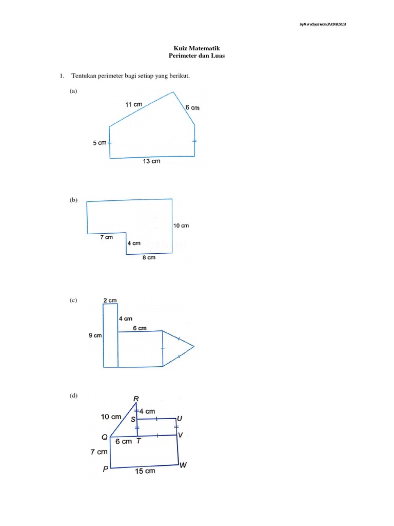 Kuiz Matematik - Bab 10 Perimeter Dan Luas | PDF