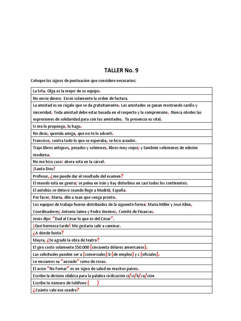 Talleres de Puntuación y Redacción | PDF | Oración | Comunicación