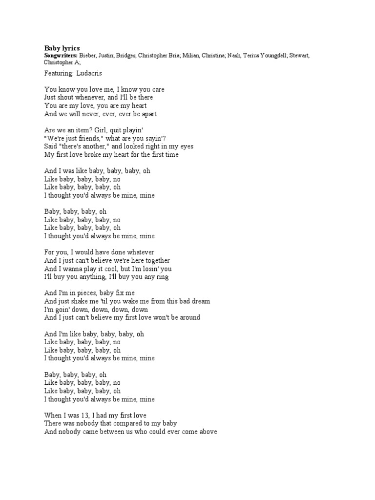 Baby Lyrics: Christopher A | PDF