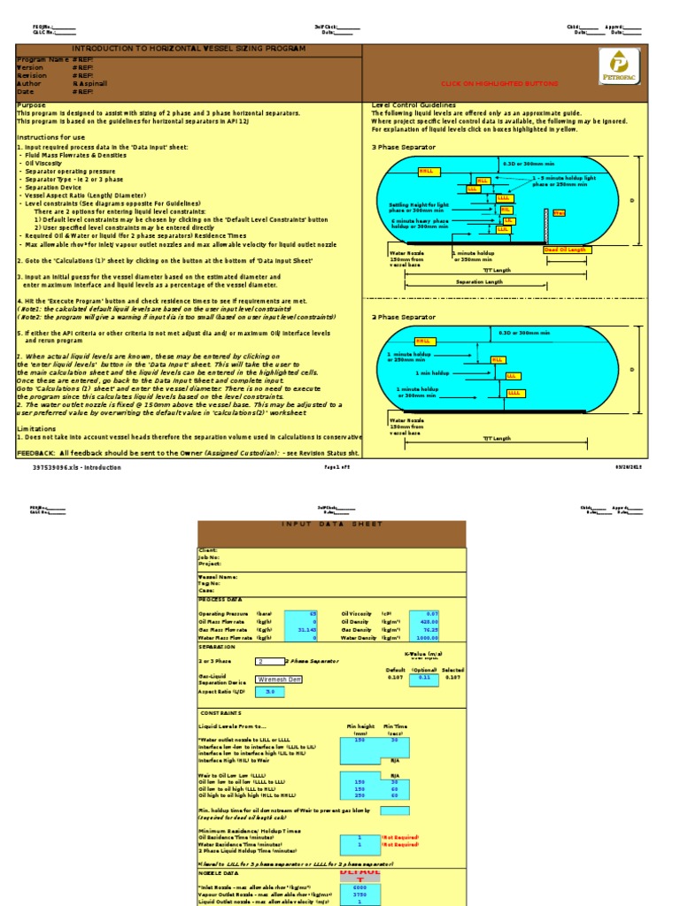 API 12j Sizing | PDF | Liquids | Transparent Materials