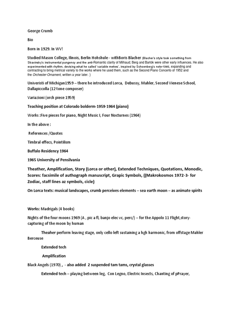 George Crumb | PDF | Piano | Harmony