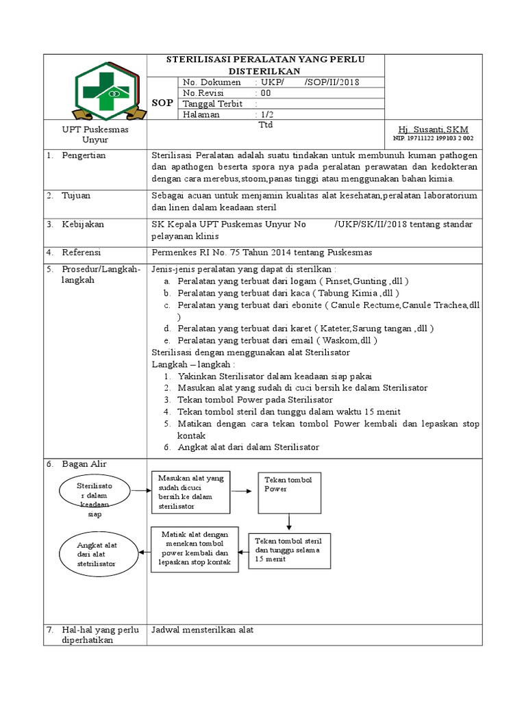 7.3.2 Ep2b, 3c SOP Sterilisasi Peralatan Yang Perlu Di Sterilkan | PDF