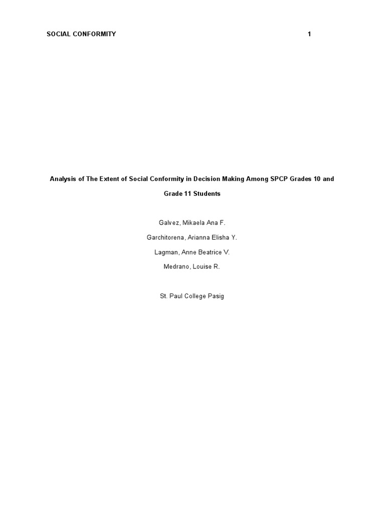 Social Conformity | PDF | Conformity | Adolescence