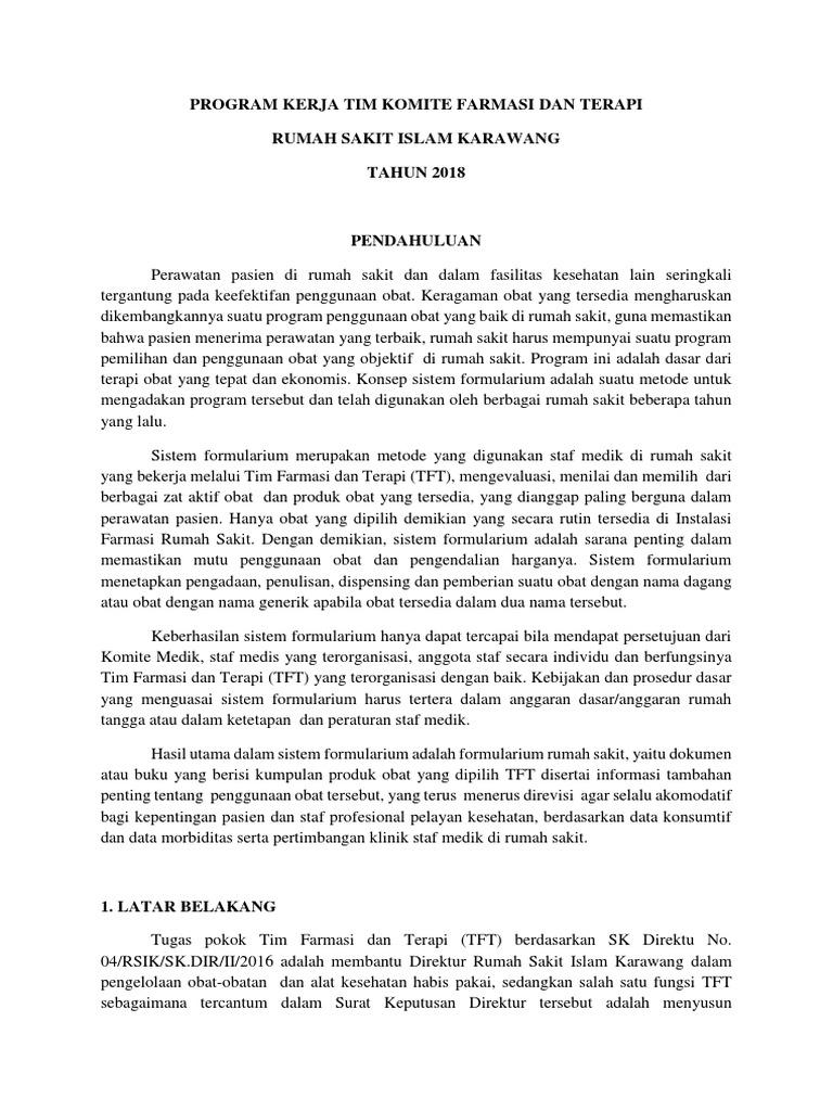 Program Kerja TFT | PDF