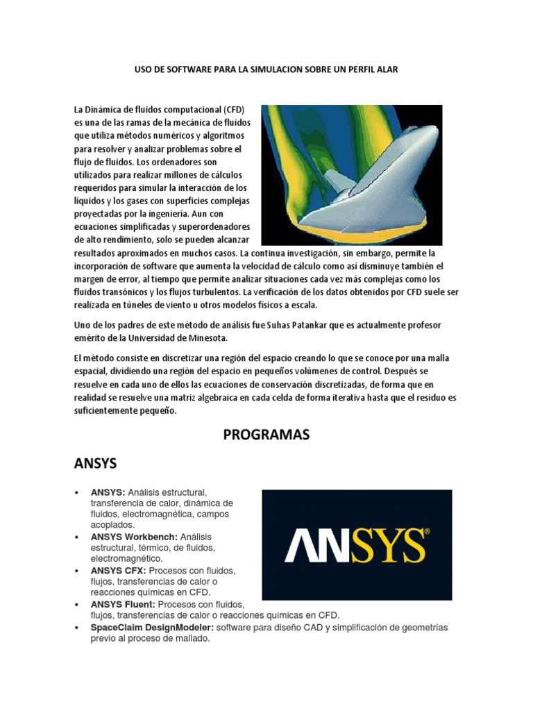 Uso de Software para La Simulacion Sobre Un Perfil Alar | PDF ...