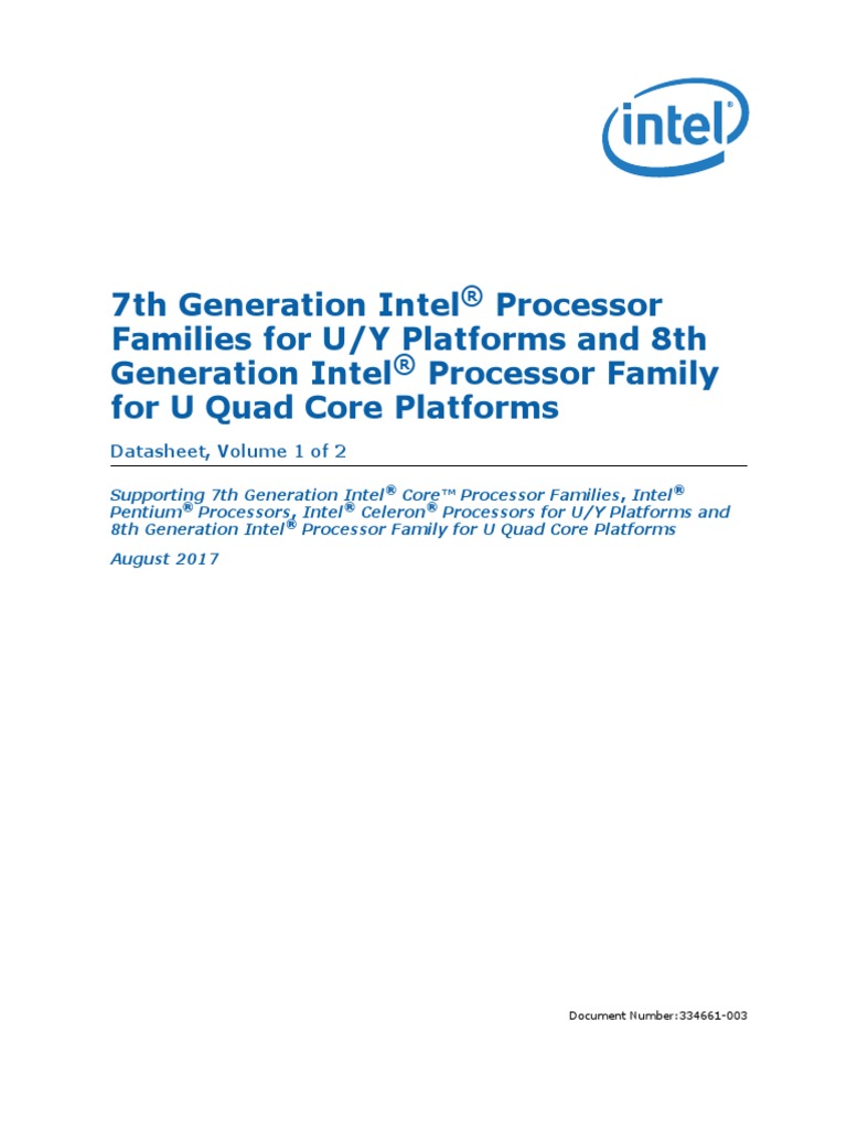 7th Gen Core Family Mobile U y Processor Lines Datasheet Vol 1 | PDF ...
