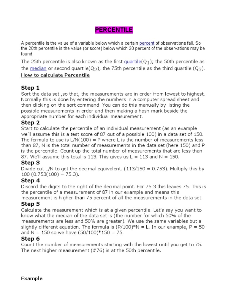 Percentile: Step 1 | PDF | Percentile | Statistics