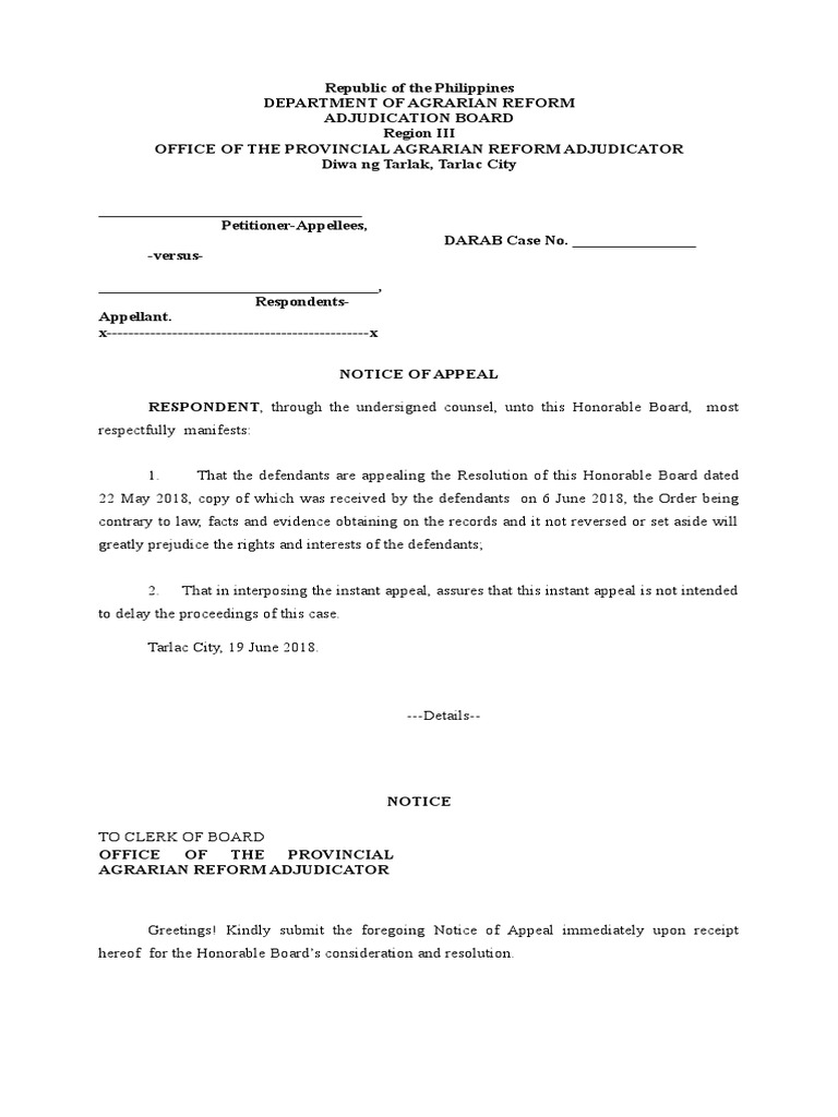 Notice of Appeal | PDF