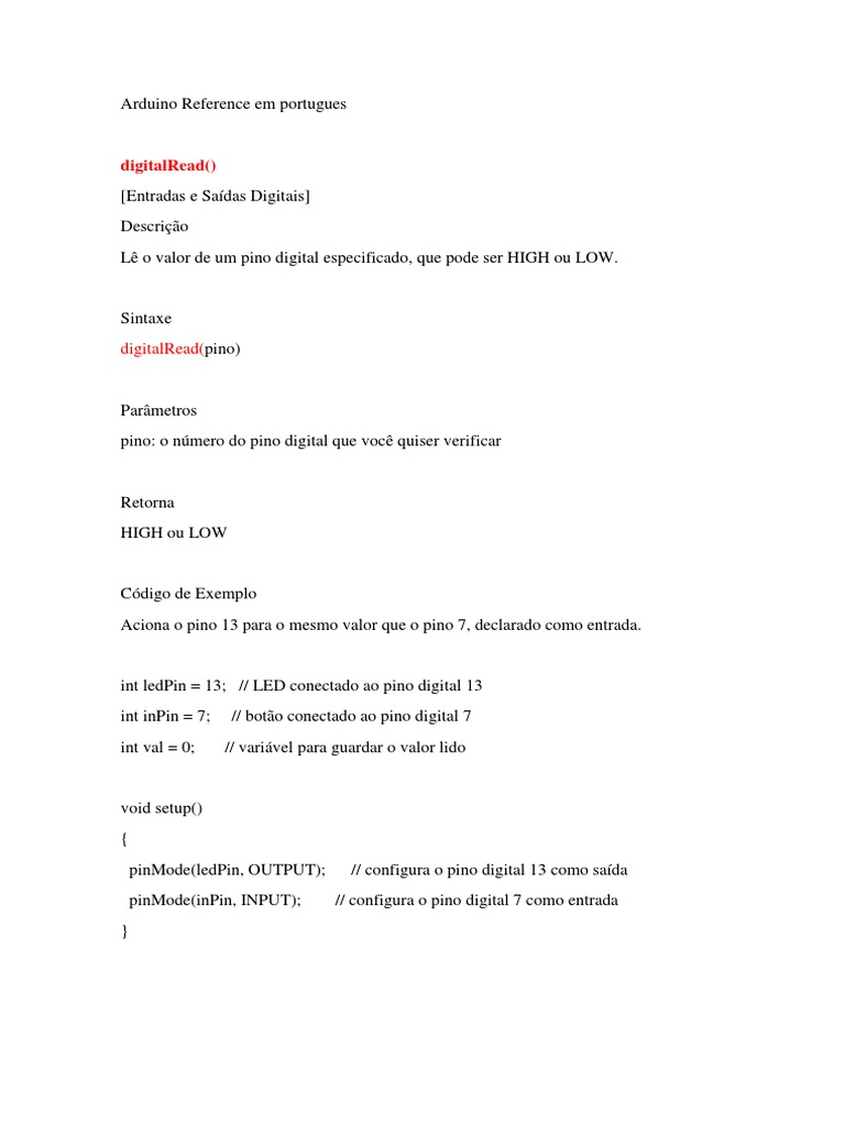 Arduino Reference em Portugues PDF | PDF | Exponenciação | Arduino Arduino Reference em Portugues PDF | PDF | Exponenciação | Arduino
