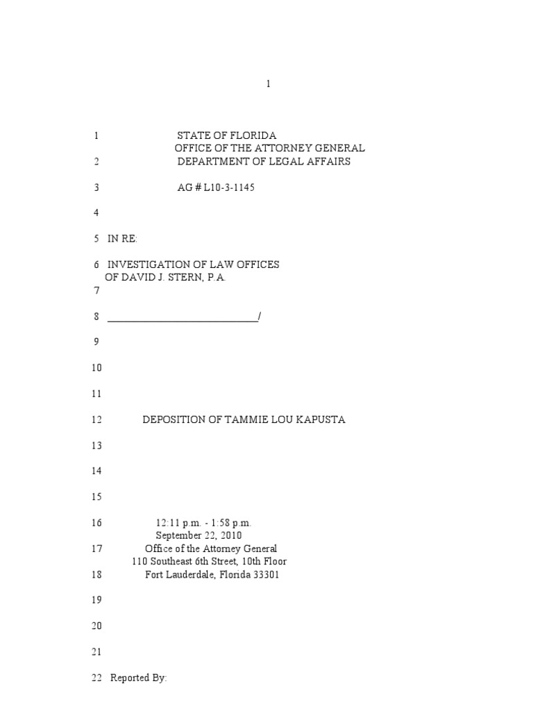 Bombshell Transcript AG Deposition On David Sterns Offices | PDF ...