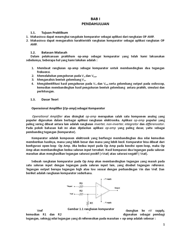Rangkaian Komparator Op Amp Praktikum | PDF