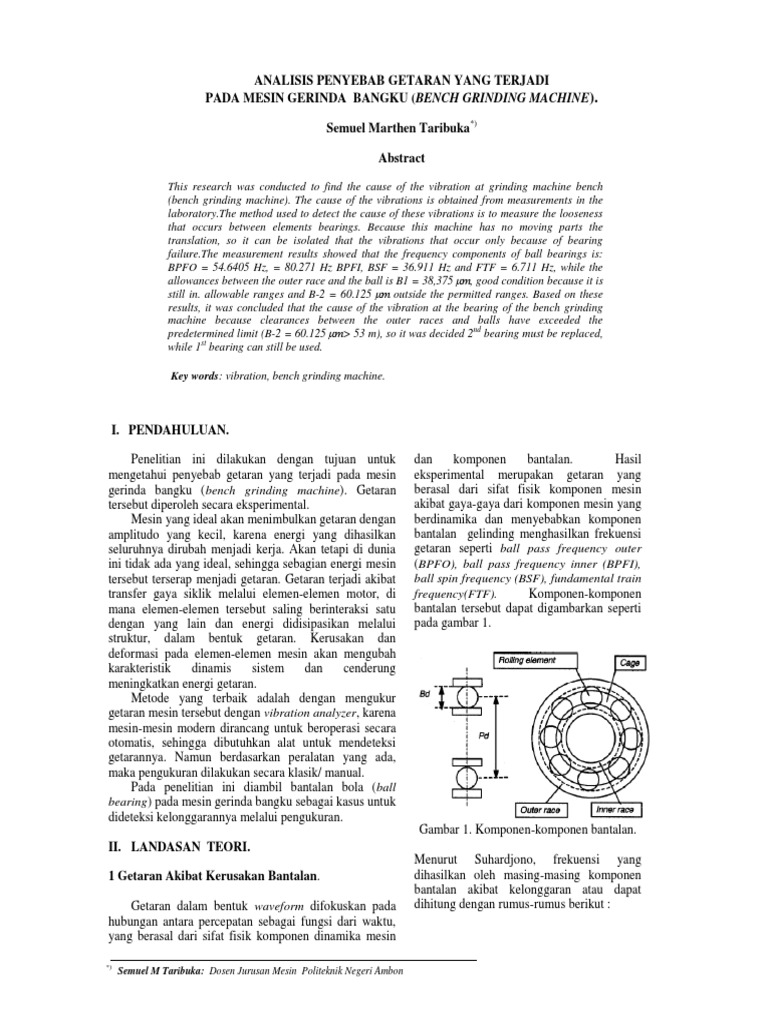 Analisa Getaran Pada Mesin Gerinda PDF | PDF