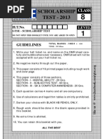 Class 8 Entrance Test Sample Paper 2025 | PDF