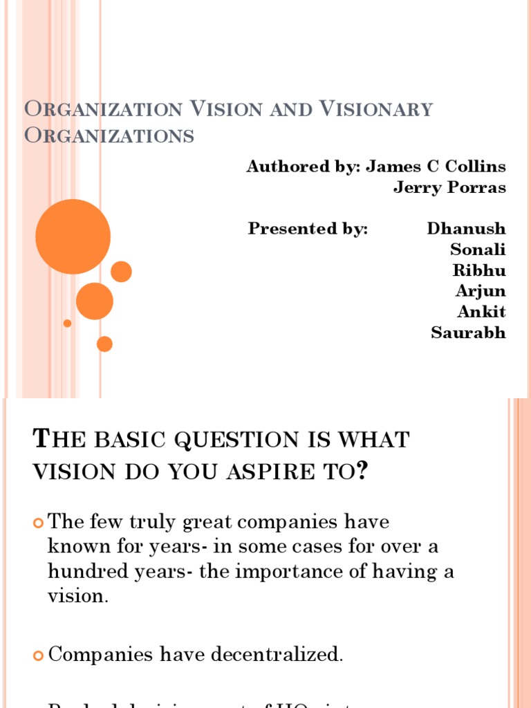 Organization Vision and Visionary Organizations | Download Free PDF ...