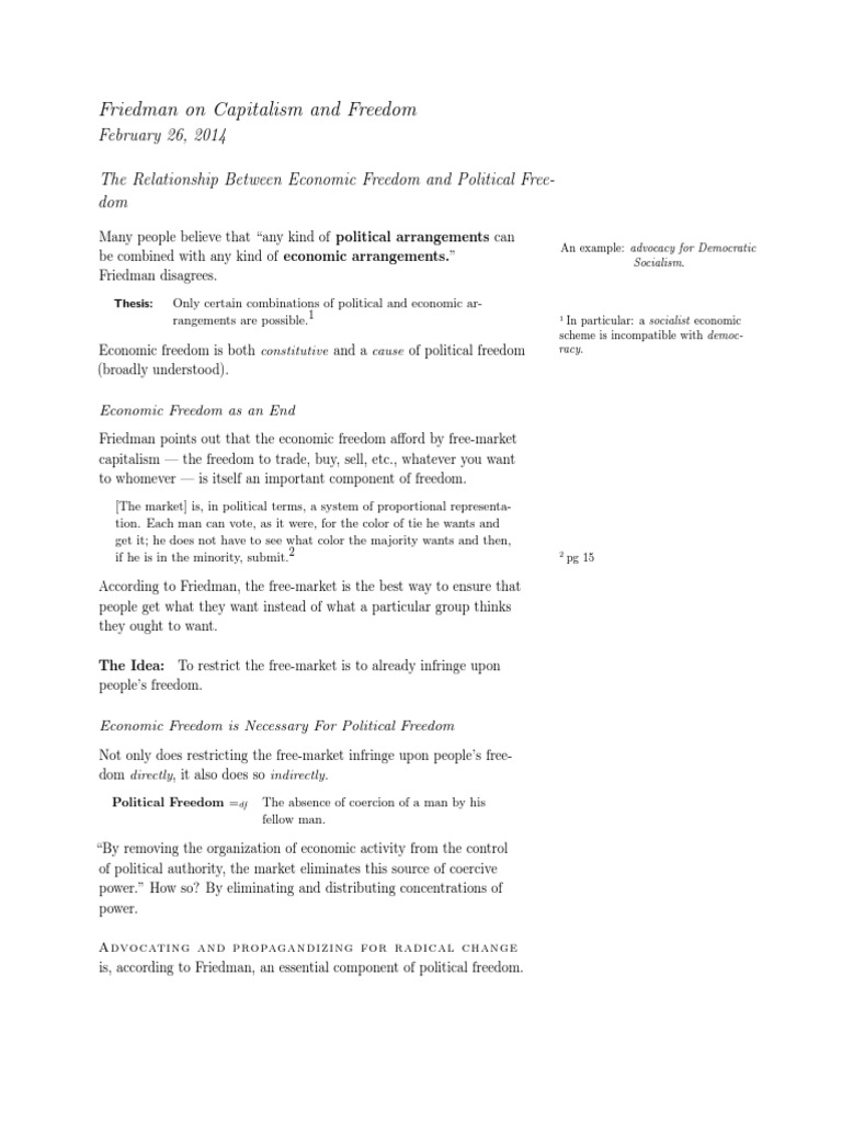 Milton Friedman. | PDF | Political Freedom | Free Market