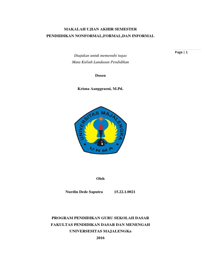 Pendidikan Informal Formal Nonformal | PDF