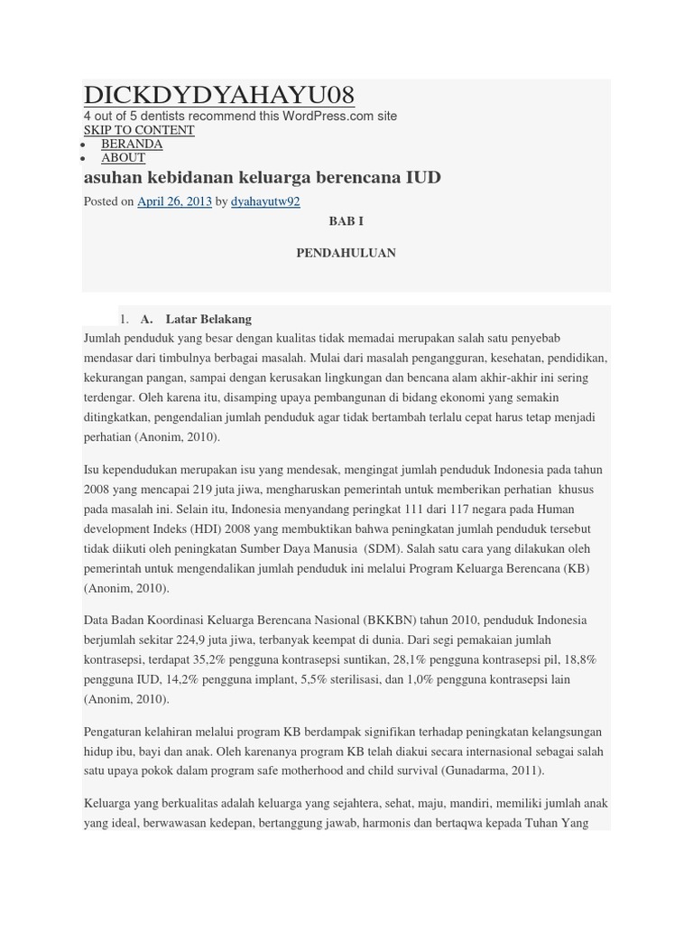 Asuhan Kebidanan KB IUD untuk Keluarga | PDF