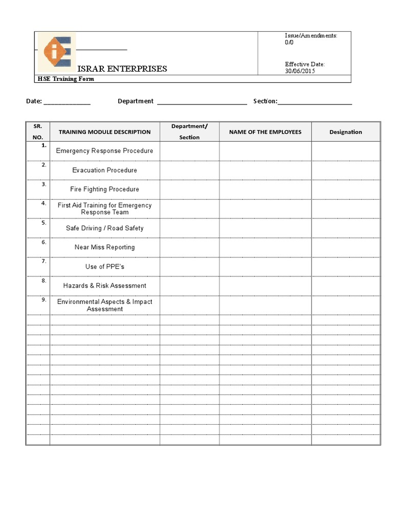 2.8 HSE Training Matrix | PDF