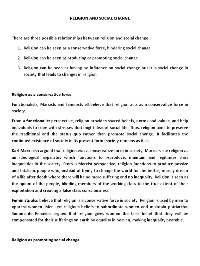 Religion's Role in Social Change | PDF | Max Weber | Protestantism