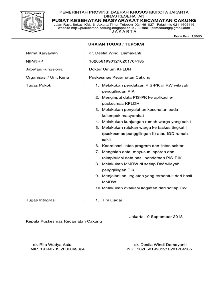 Tupoksi Dokter KPLDH New | PDF