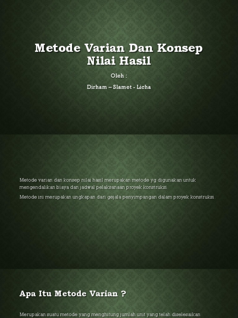 Metode Varian dalam Manajemen Proyek | PDF