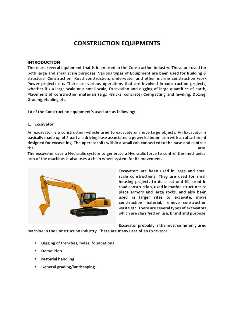 Construction Equipments | PDF | Loader (Equipment) | Forklift