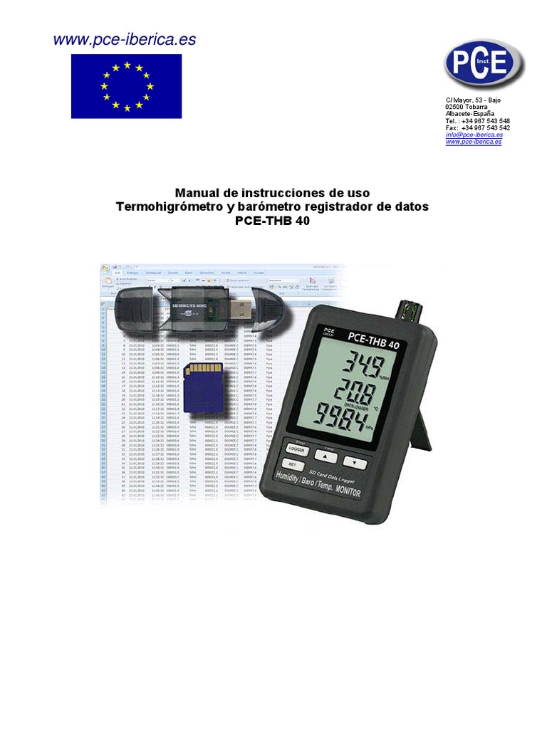 Manual Pce-Thb 40 | PDF | Seguro digital | Microsoft Excel