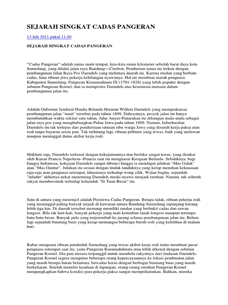 Sejarah Singkat Cadas Pangeran | PDF
