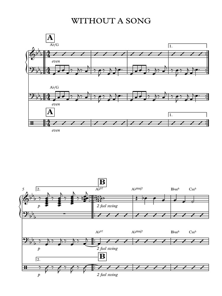 WITHOUT A SONG - Score and Parts PDF | PDF
