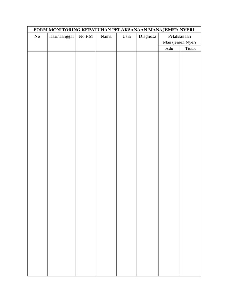Form Monitoring Manajemen Nyeri | PDF