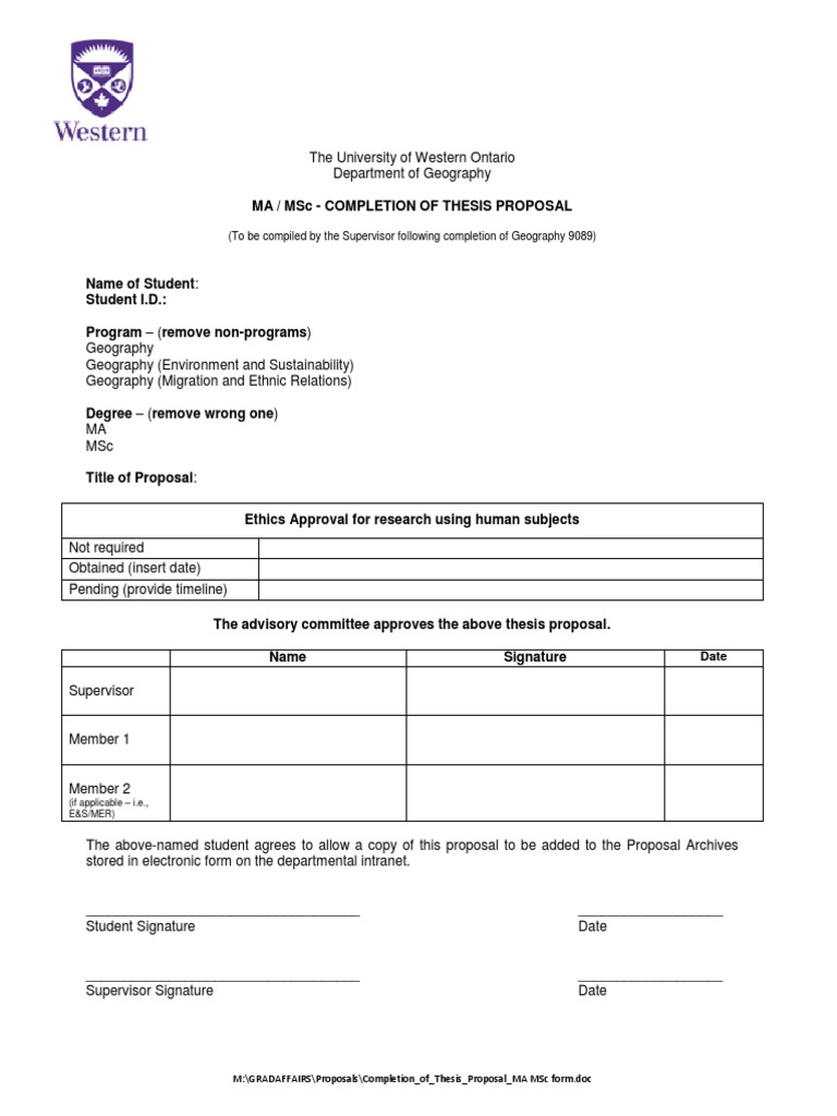 MSC Proposal Form | PDF