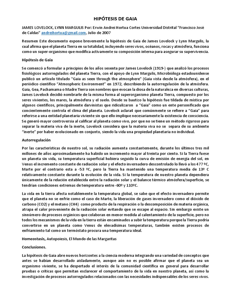 Hipótesis de Gaia | PDF | Hipótesis de Gaia | Luz de sol