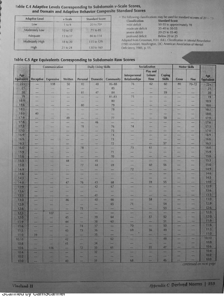 Vineland - Age Equivalents | PDF