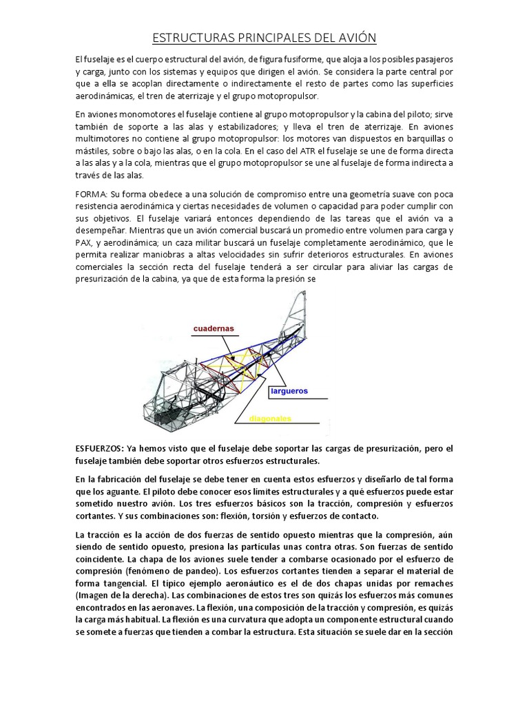 Estructuras Principales Del Avión | PDF | Fuselaje | Avión