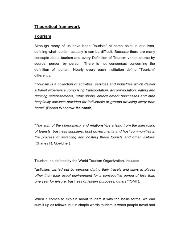Theoretical Framework | PDF | Tourism | Tourism And Leisure