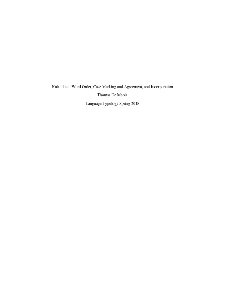 Kalaallisut 1 | PDF | Verb | Subject (Grammar)