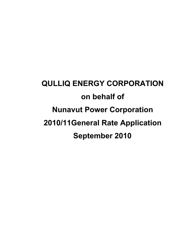 Qulliq Energy Corp., General Rate Application 2010 | PDF | Revenue ...