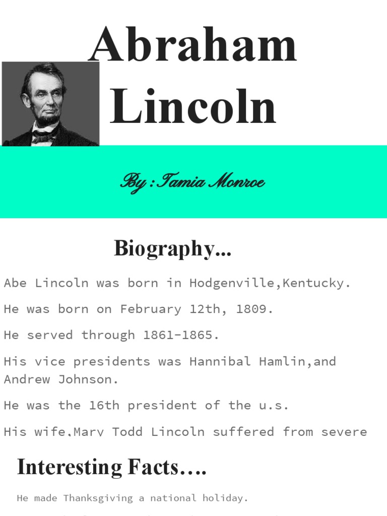 Abraham Lincoln: 16th U.S. President Bio | PDF