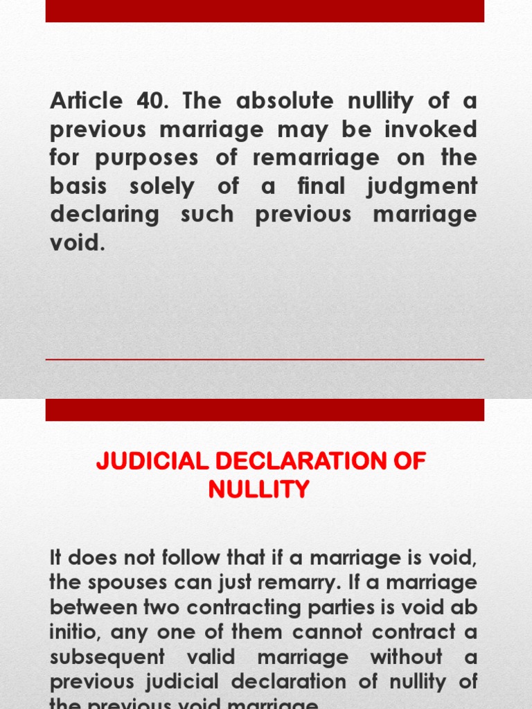 Article 40 | PDF | Void (Law) | Marriage