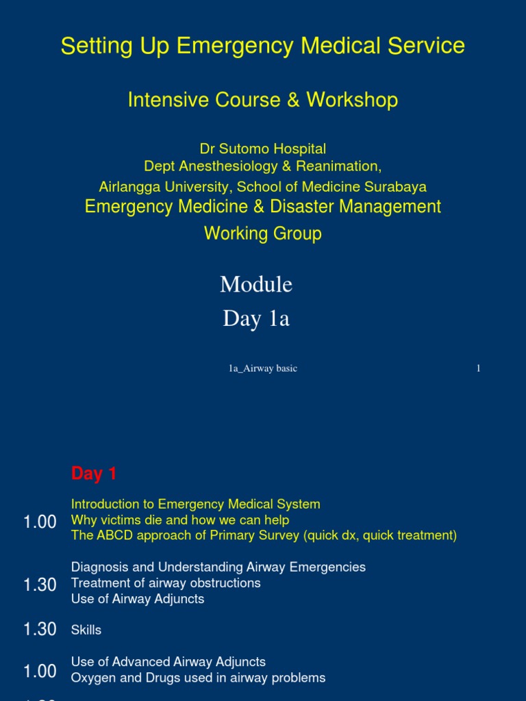 Setting Up Emergency Medical Service Intensive Course Workshop Pdf